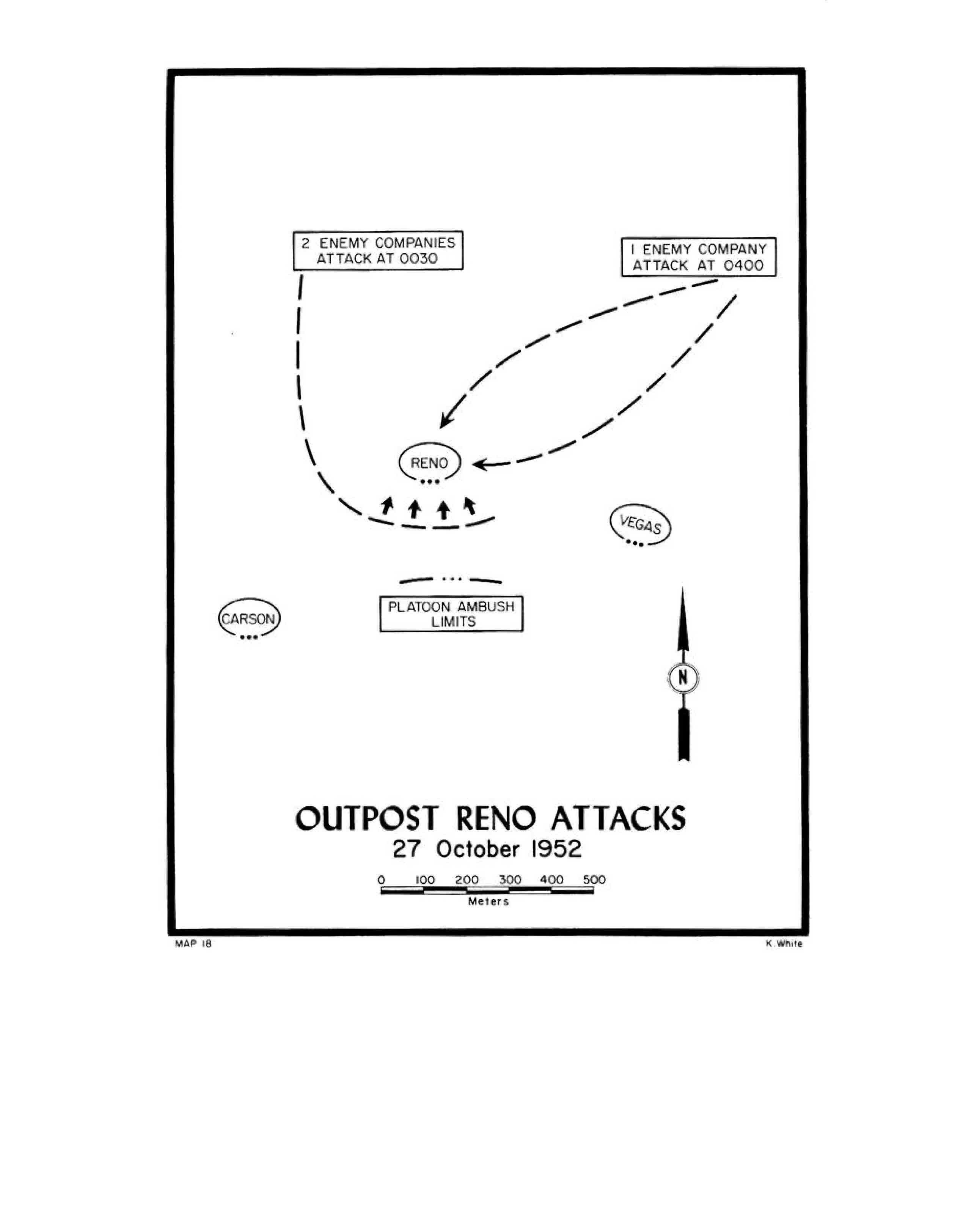 Map 18 - Outpost Reno Attacks - 27 October 1952
