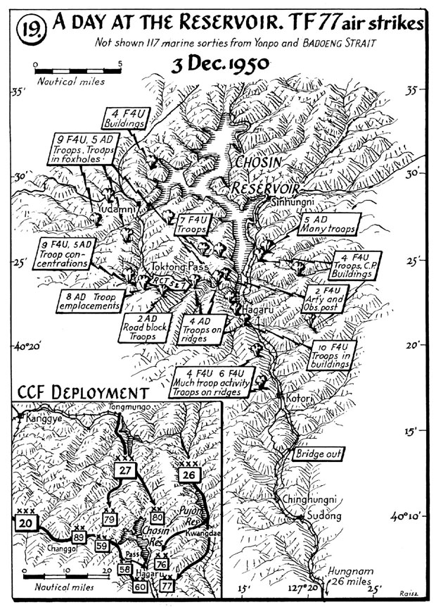 Map 19 - A day at the reservoir - Task Force 77 air strikes of 3 ...